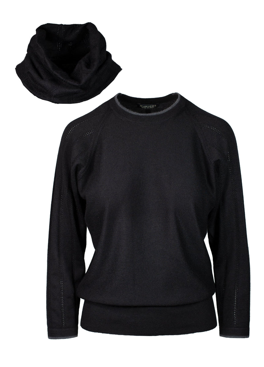 Cashmere Sweater and Funnel Scarf | MARLOWE
