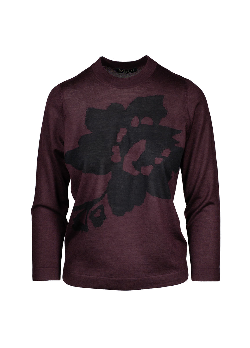Cashmere Abstract Floral Crew Neck Sweater | MARLOWE