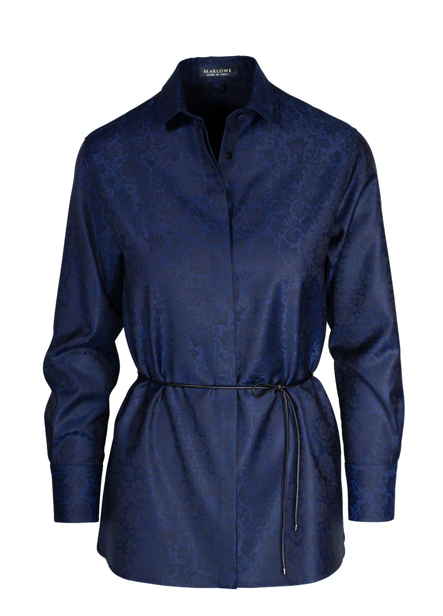 Floral Jacquard Fine Wool Shirt Jacket | MARLOWE